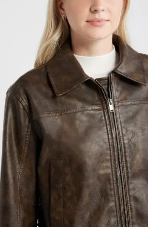 Bp. Faux Leather Moto Jacket - Brown