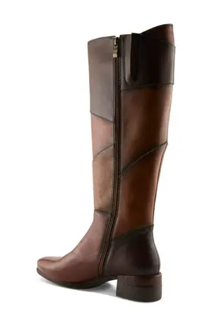 SPRING STEP SHOES Patchwork Knee High Boots - Brown Multi