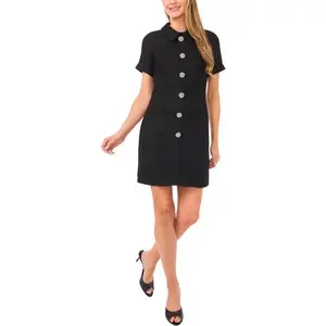 CECE DUPRAZ Rhinestone Button Bouclé Minidress