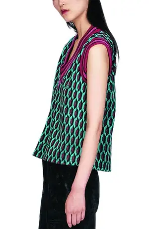 Anna Sui Glitter Geo Jacquard Pullover Vest