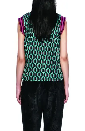 Anna Sui Glitter Geo Jacquard Pullover Vest