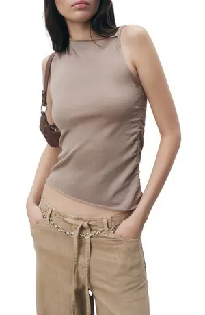 Mango Asymmetric Ruched Sleeveless Top