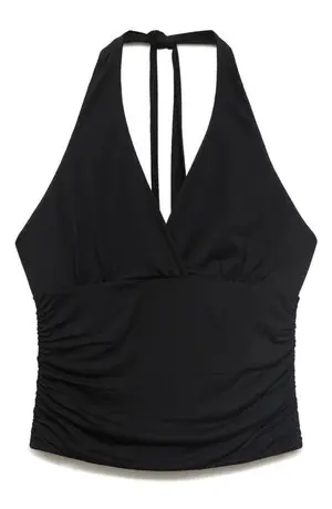 Mango V-neck Halter Top - Black