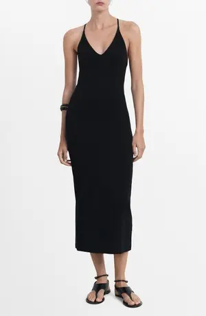 Mango Sleeveless Midi Dress - Black