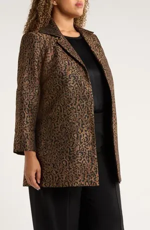 KASPER Animal Print Topper Coat