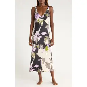 Natori Tsubaki Midi Nightgown - Black Multi