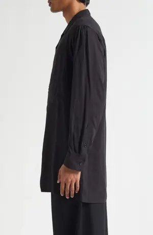 Yohji Yamamoto Longline Notched Collar Button-up Shirt