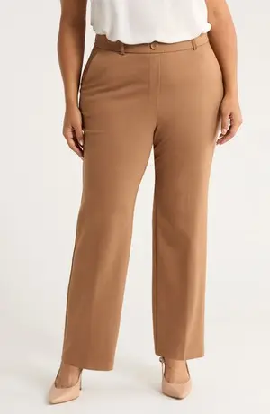 KASPER Pull-on Trouser Pants - Dark Camel