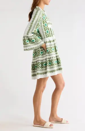Elan Embroidered Cover-up Dress - White Green