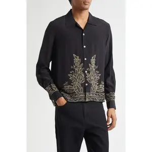 BODE Beaded Epoque Silk Button-up Shirt