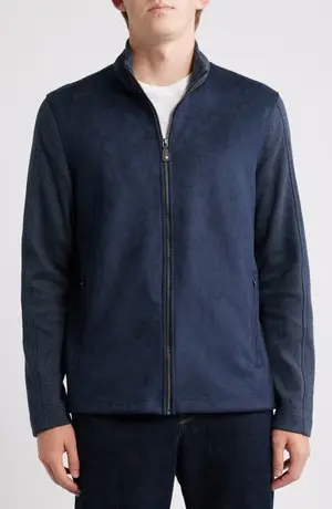 Johnston & Murphy Sueded Mixed Media Jacket - Navy