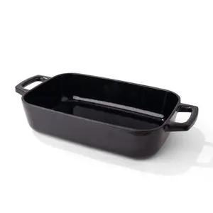 ALVA Nori Enameled Cast Iron Backing Dish & Roasting Pan12x8 - Black