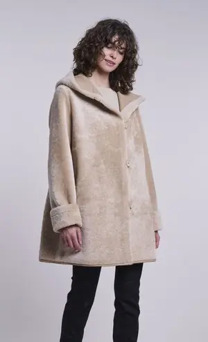 BLUE DUCK Genuine Shearling Coat - Beige