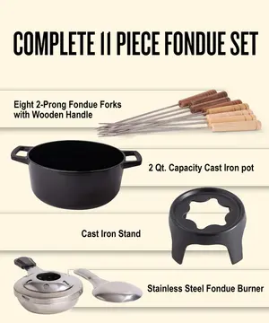 ALVA Nori Enameled Cast Iron Fondue Set, 8-piece