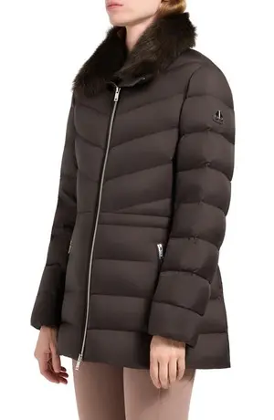 Moose Knuckles Belle Cote Puffer Jacket With Shearling Collar - Espresso