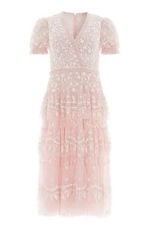 NEEDLE & THREAD Layered Lace V-neck Midi Dress