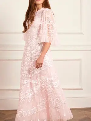 NEEDLE & THREAD Anais Sequin Maxi Gown - Seashell