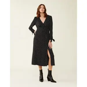 Polka Dot Midi Wrap Dresses