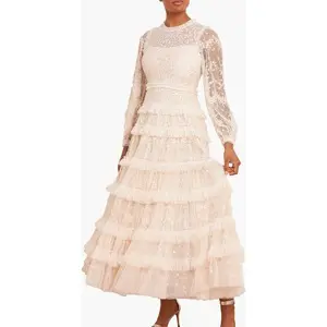 NEEDLE & THREAD Blossom Lace Ankle Gown - Cream