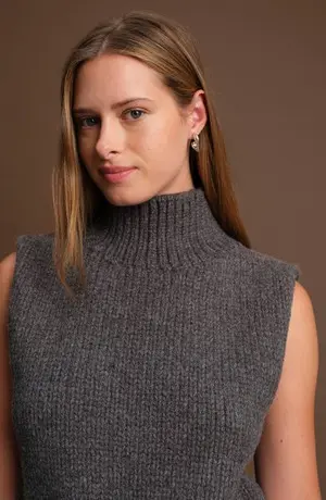 Deluc George Sleeveless Mock Neck Sweater - Dark Grey
