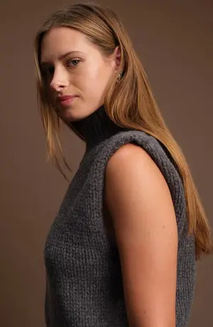 Deluc George Sleeveless Mock Neck Sweater - Dark Grey