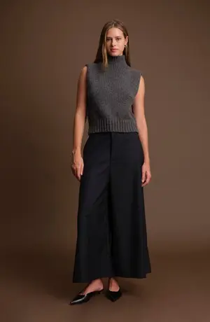 Deluc George Sleeveless Mock Neck Sweater - Dark Grey