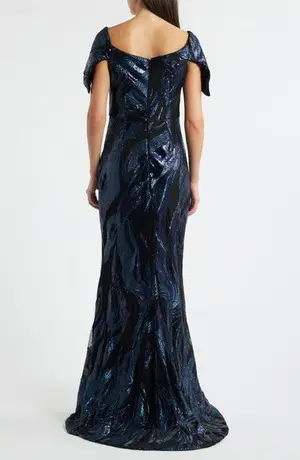 Vince Camuto Sequin Wave Off-the-shoulder Gown
