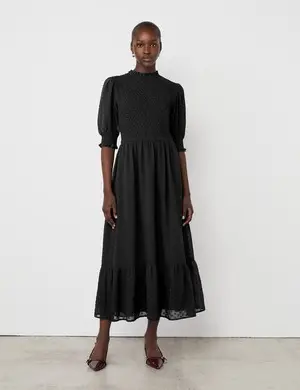 FINERY LONDON Amelia Chiffon Midi Dress - Black