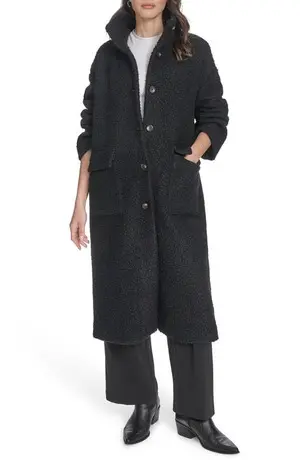 LEVI'S Bouclé Longline Cocoon Car Coat - Black