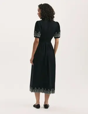 FINERY LONDON Arianna Embroidered Cotton Midi Dress