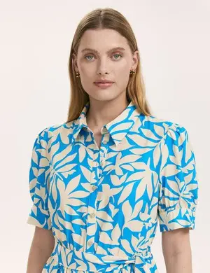 FINERY LONDON Liana Floral Tiered Midi Shirt Dress