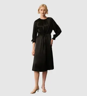 FINERY LONDON Florian 3/4 Sleeve Midi Dress - Black