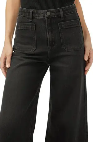 SILVER JEANS CO. Patch Pocket High Waist Wide Leg Ankle Jeans