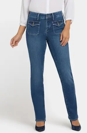 NYDJ Marilyn Flap Patch Pocket Straight Leg Jeans