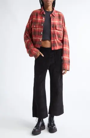 R13 Relaxed Corduroy Crop Work Trousers