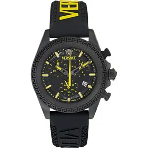 Versace Fornax Chronograph Silicone Strap Watch - Ip Black