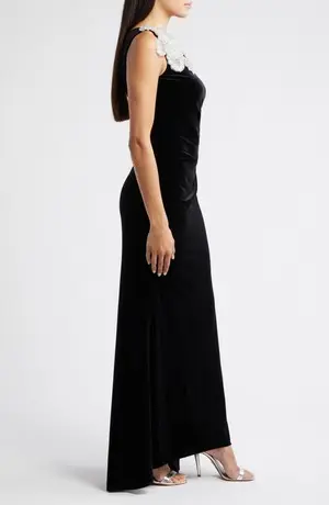 Eliza J One-shoulder Velvet Gown