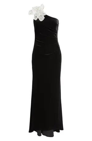 Eliza J One-shoulder Velvet Gown