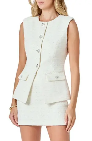 Endless Rose Jewel Button Tweed Vest