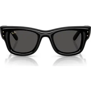 Ray-ban Wayfarer Puffer 47mm Square Sunglasses Black /dark Grey