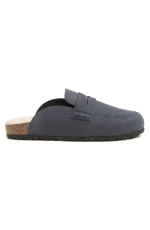 CELTIC & CO. Sheep Lined Penny Loafer Clog - Navy