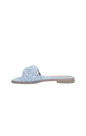 LAUREN LORRAINE Nina Denim Rhinestone Slides - Blue
