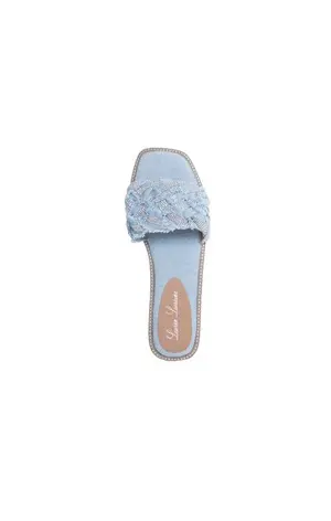 LAUREN LORRAINE Nina Denim Rhinestone Slides - Blue