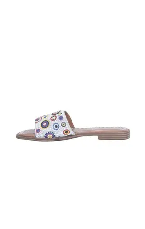 LAUREN LORRAINE Beady Flat Sandals - White