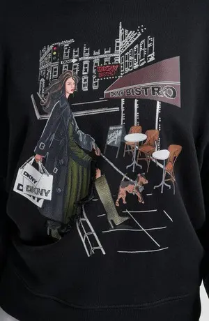 Dkny Bistro Graphic Cotton Blend Sweatshirt