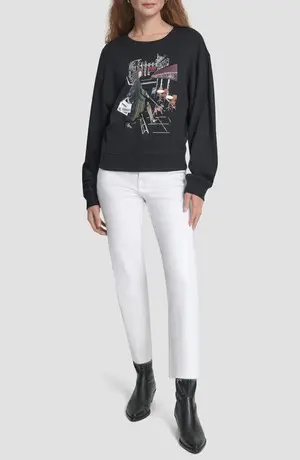 Dkny Bistro Graphic Cotton Blend Sweatshirt