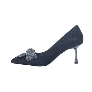 LAUREN LORRAINE Sherry Sparkle Pump With Bow - Black