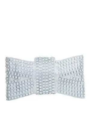LAUREN LORRAINE Rhinestone Bow Bag - Silver