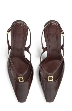 Fendi Ffold Genuine Eel Slingback Pumps - Brown