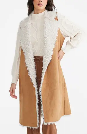 TALISMAN THE LABEL Wanderer Faux Suede Vest With Faux Fur Lining